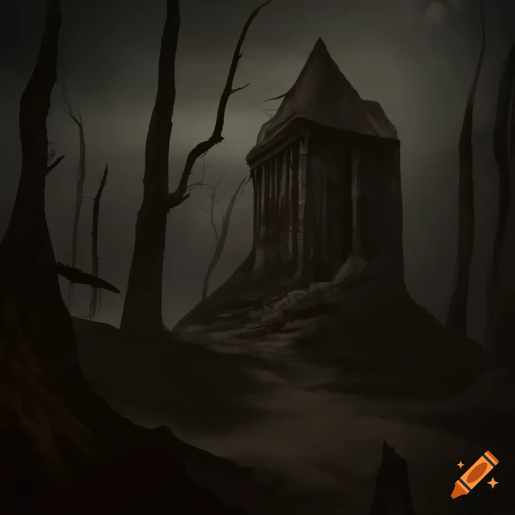 Evil dark medieval landscape in a comic book style on Craiyon