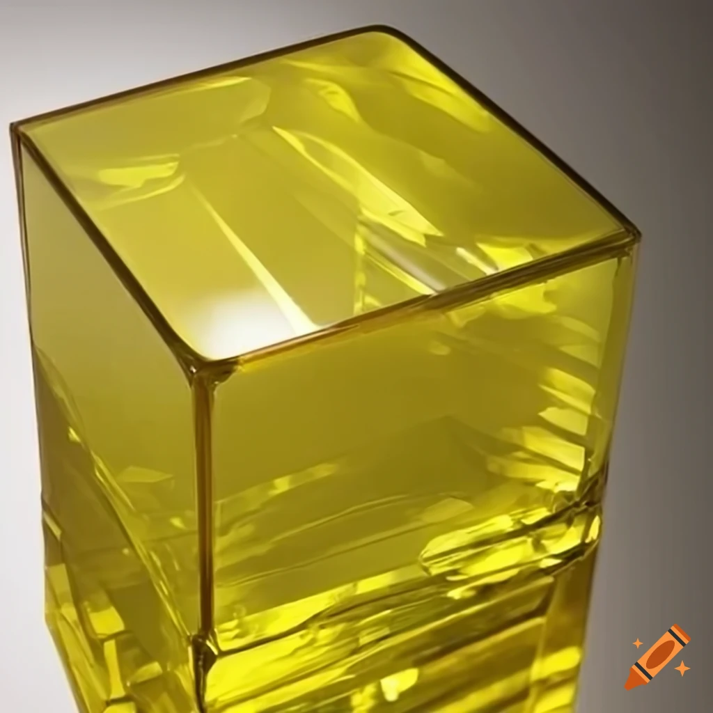 Vibrant yellow glass cube on Craiyon