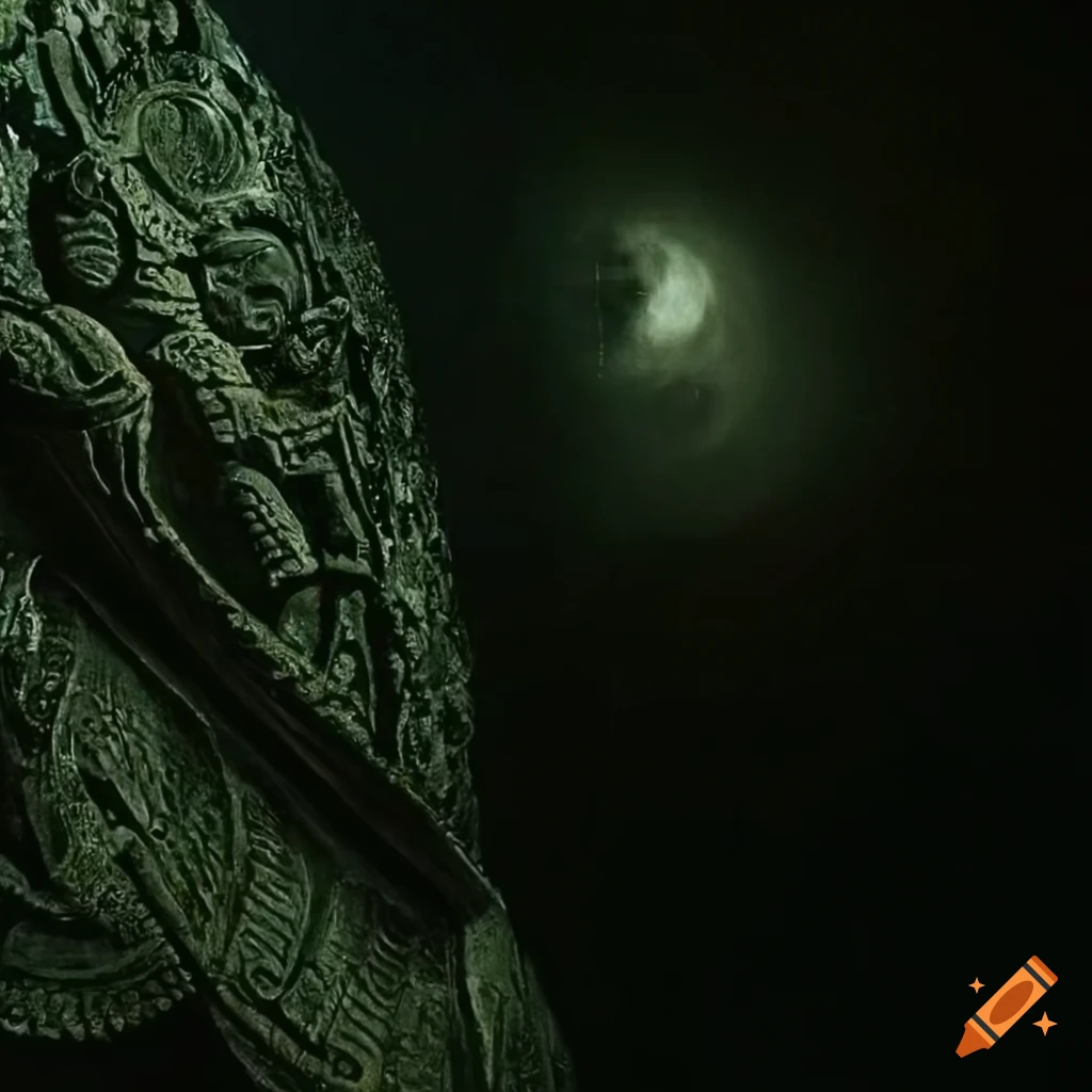 Painting of an aztec temple in the jungle on Craiyon