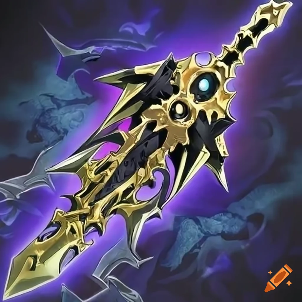Black and gold skeleton greatsword from Yu-Gi-Oh on Craiyon