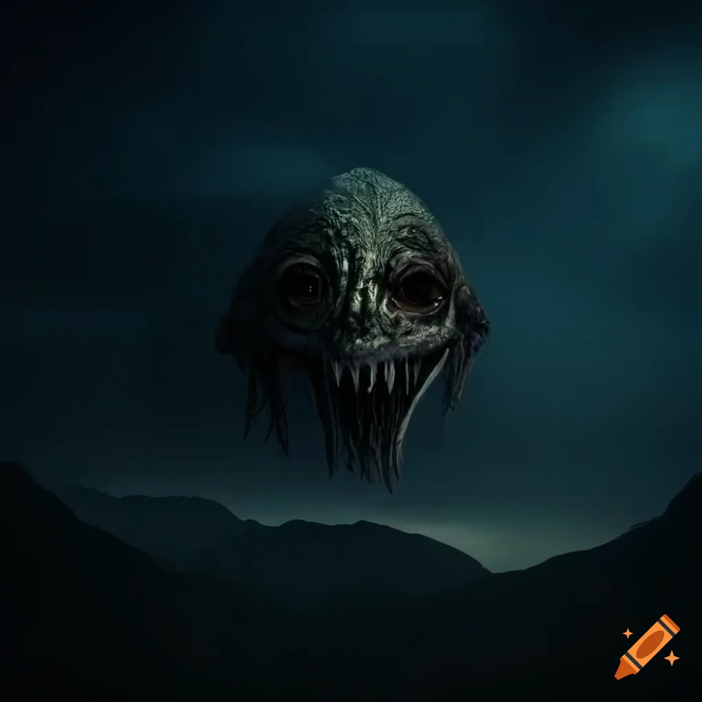 Mystical creature with multiple eyes in a mountainous landscape on Craiyon