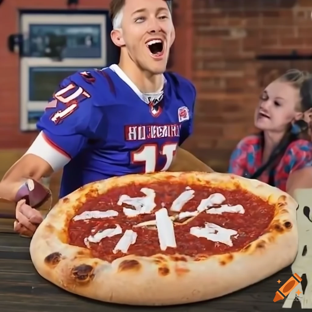 Josh Allen celebrating a touchdown on Craiyon