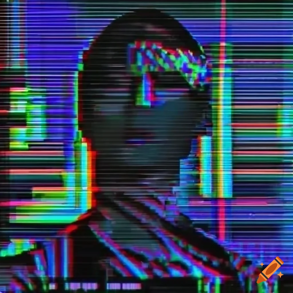 Vogue model with glitch art and vaporwave aesthetic on Craiyon
