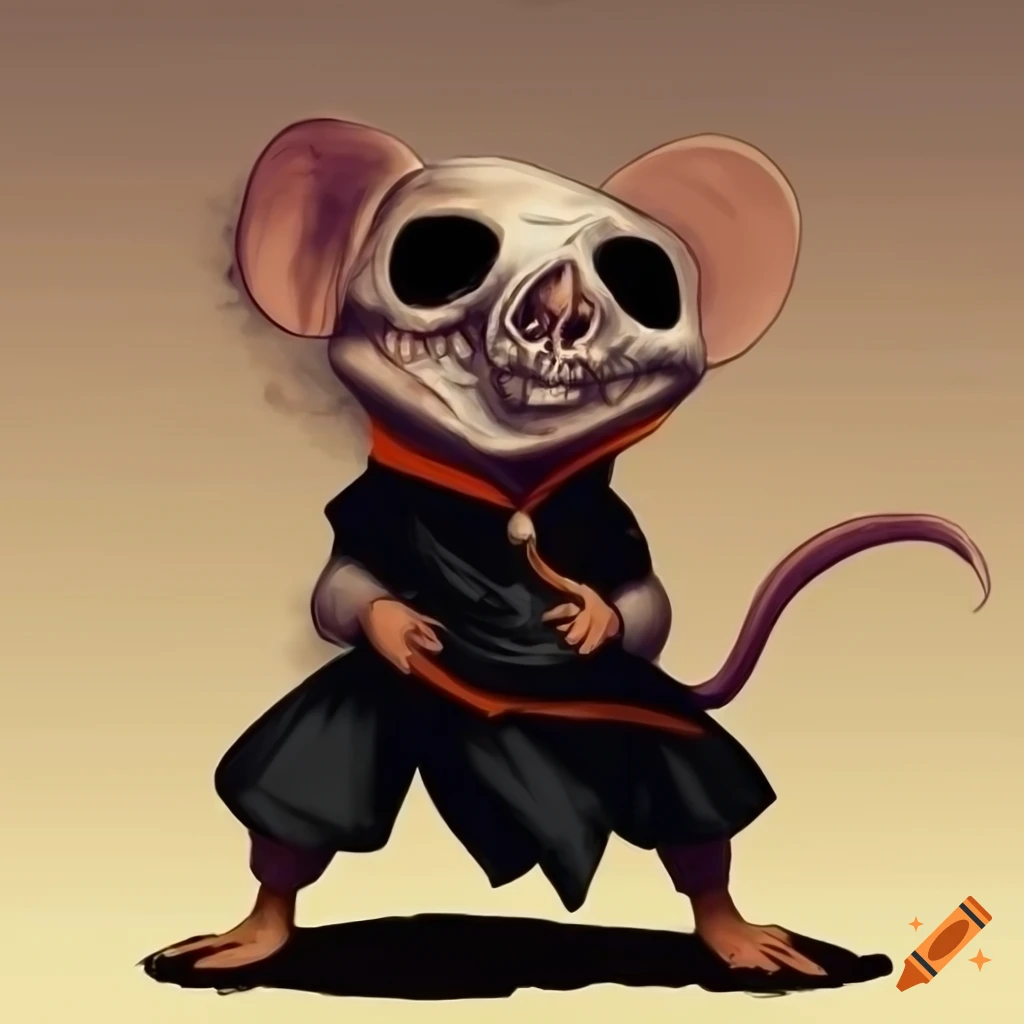 Image of a clever monk rat with a skull mask on Craiyon