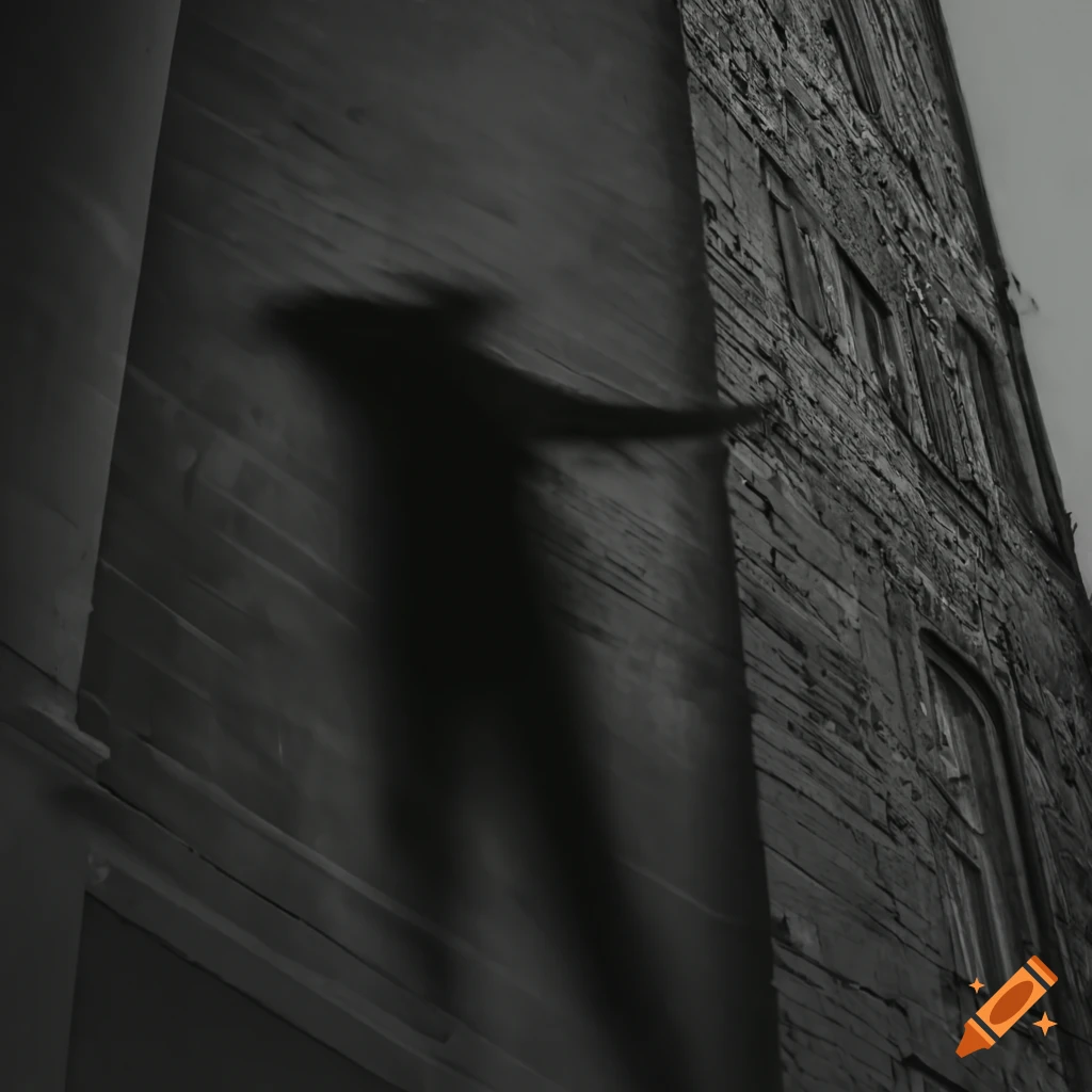 Human shadow in front of overgrown concrete skyline on Craiyon