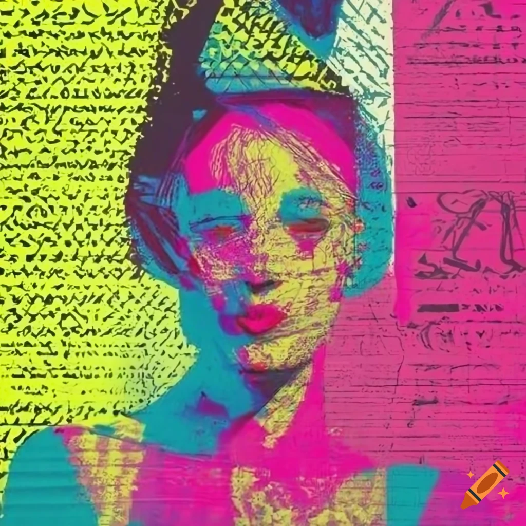 Neo-pop surreal portrait with graffiti overlay on Craiyon