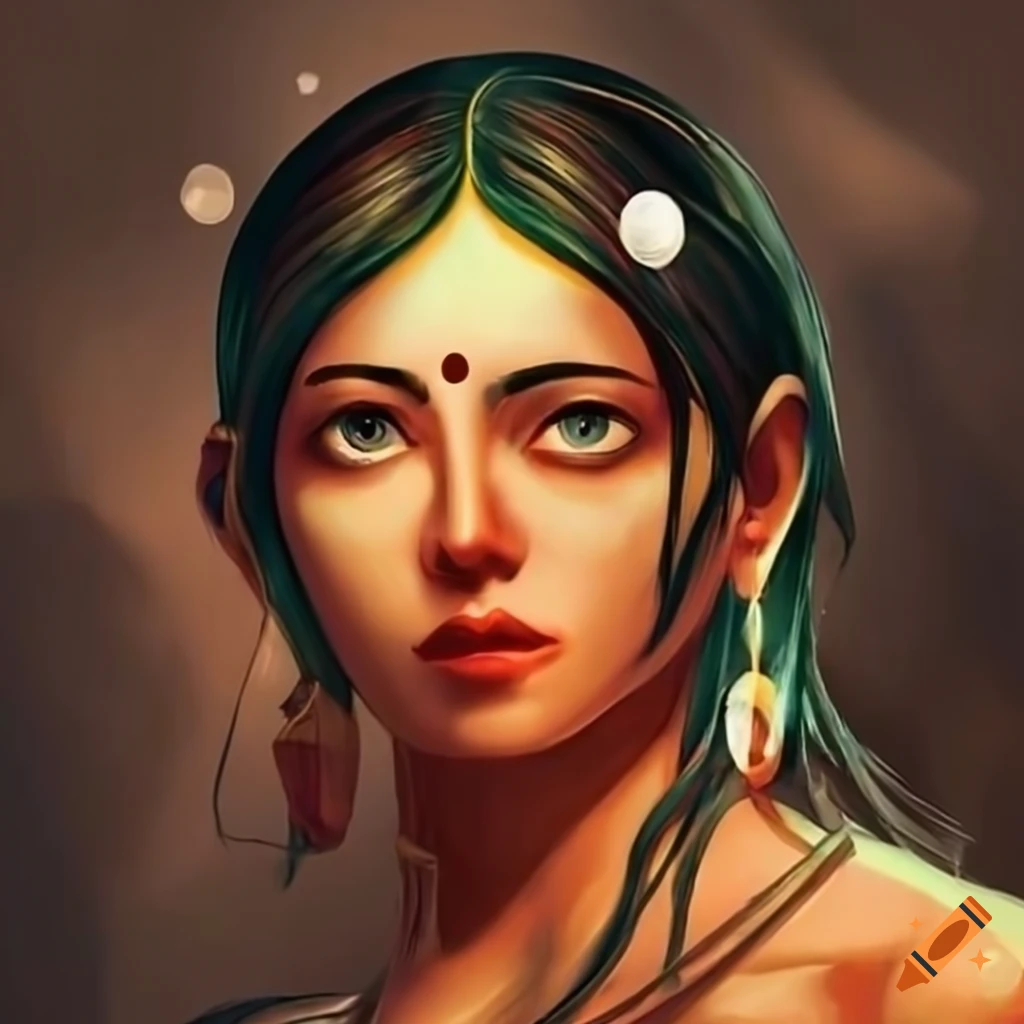 Depiction of the narmada river embodying a female form