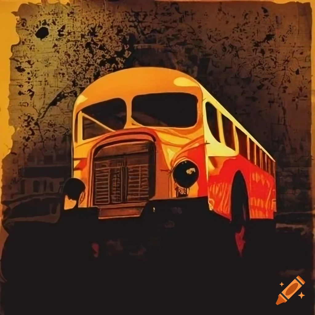 Watercolor paint harry potter purple bus on Craiyon