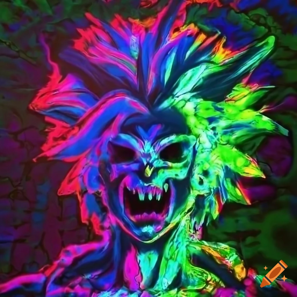 Colorful tie dye art with neon elements on Craiyon