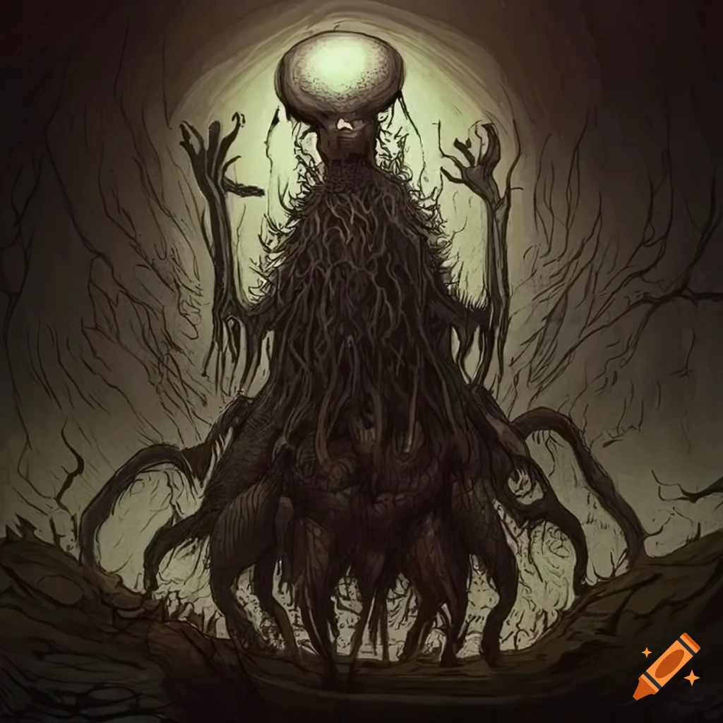 Illustration of a monstrous entity in dark art style on Craiyon