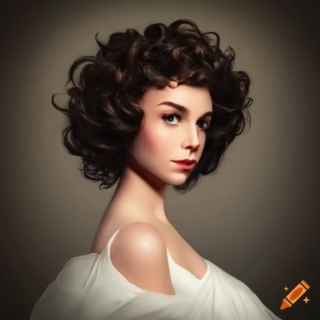 Portrait of a beautiful woman with brown hair in an intricate and ...