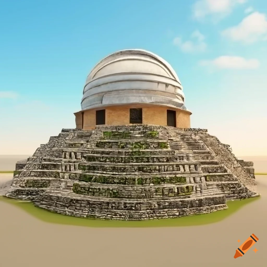 3d model of an ancient mayan style observatory on Craiyon
