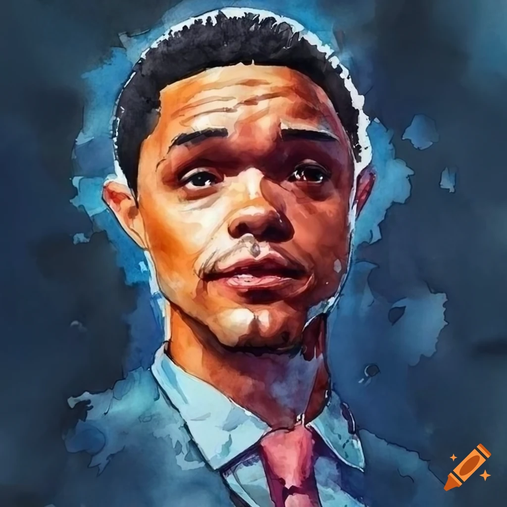 Watercolor portrait of trevor noah