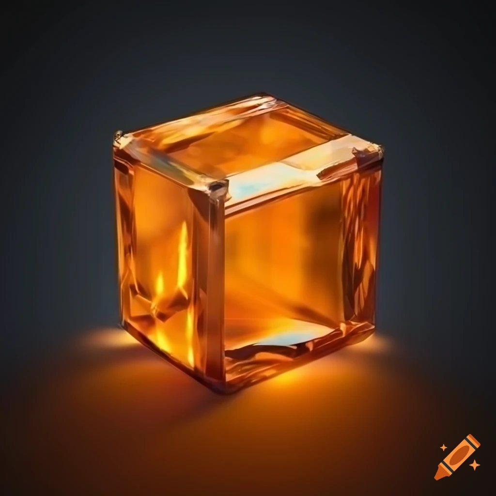 Ultra realistic picture of an orange glass cube on Craiyon