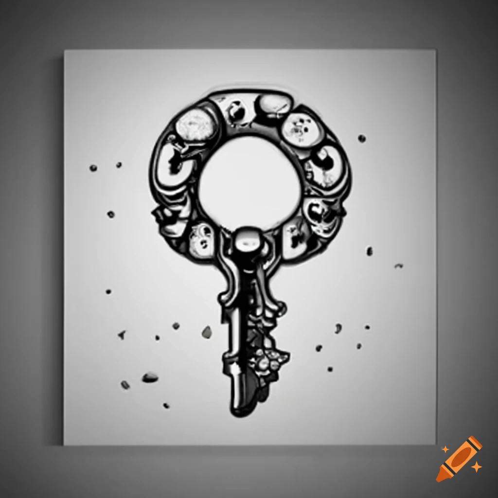 Black gothic key on a pure white background on Craiyon
