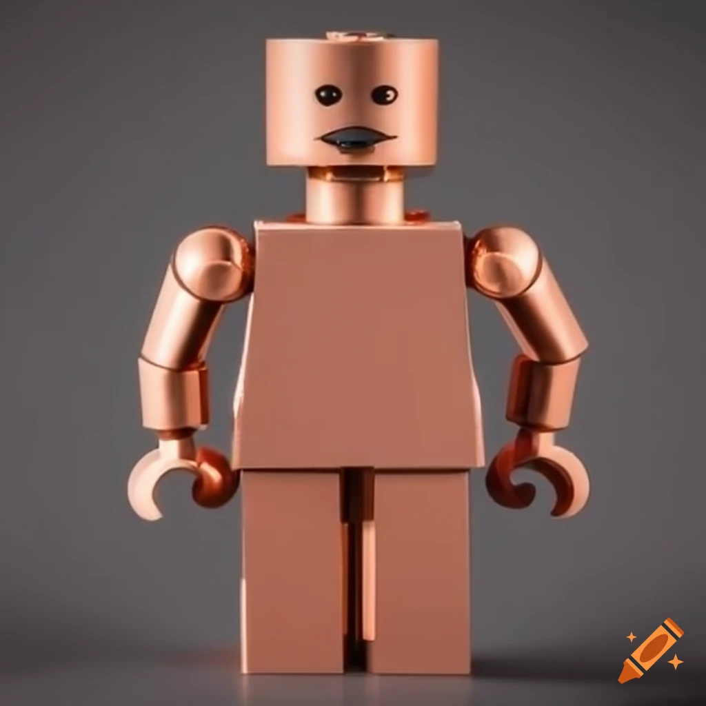 Closeup of copper lego puppets on Craiyon