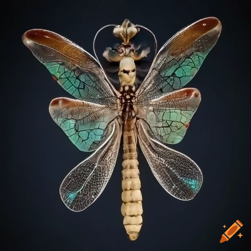 Dragonfly skeleton , dark themes, ptint on Craiyon