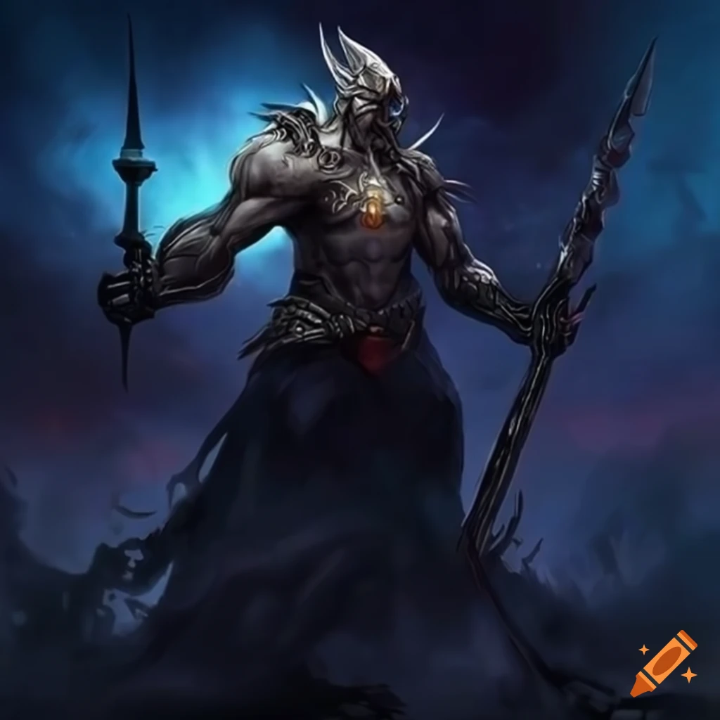 Image of a powerful god wielding a massive sword on Craiyon