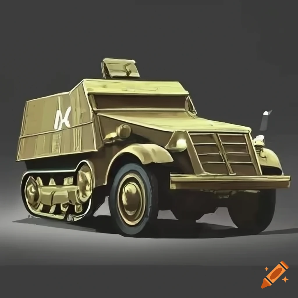 Concept art of a german combat halftrack on Craiyon