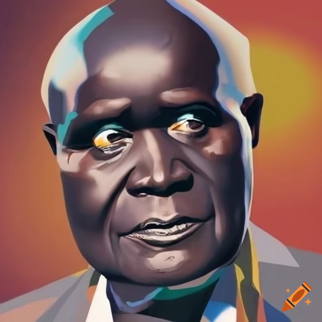Portrait of Kenneth Kaunda with the word 'freedom' on Craiyon