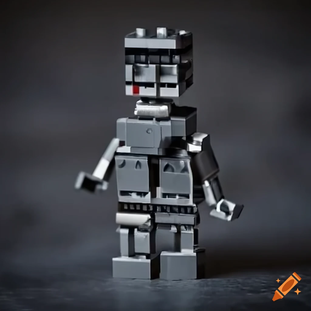 Metallic lego puppets in closeup