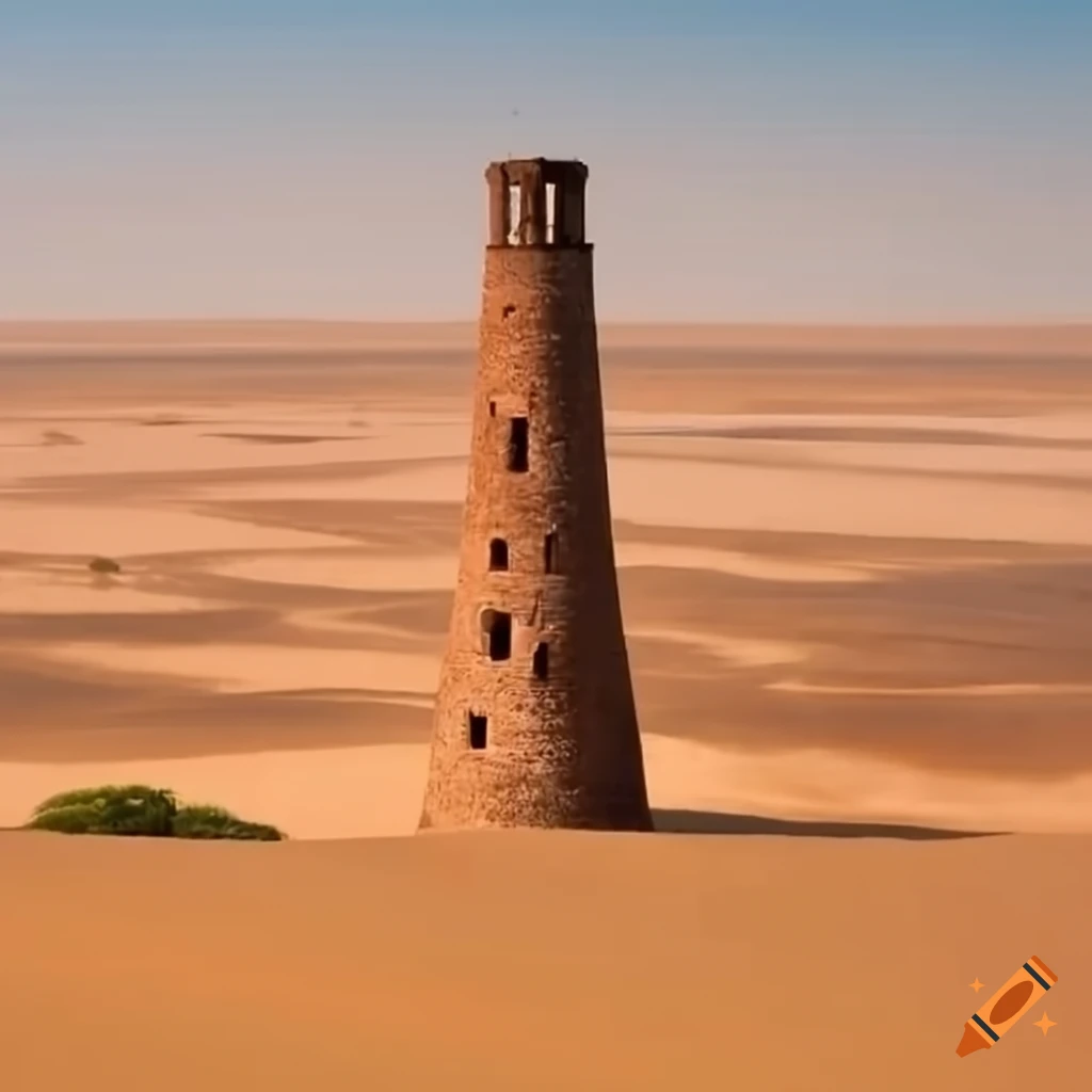 Sandstone fort tower in the middle of a desert on Craiyon