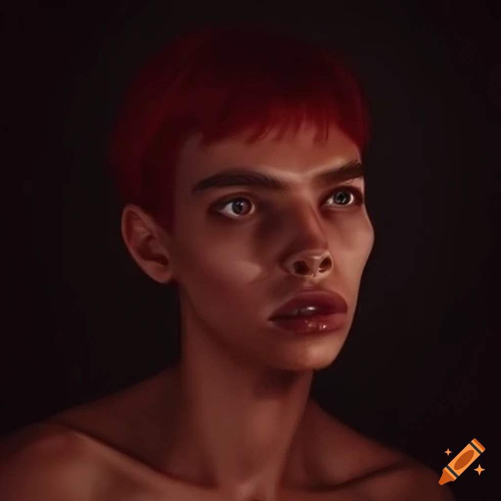 Image of a maroon-haired humanoid alien boy on Craiyon