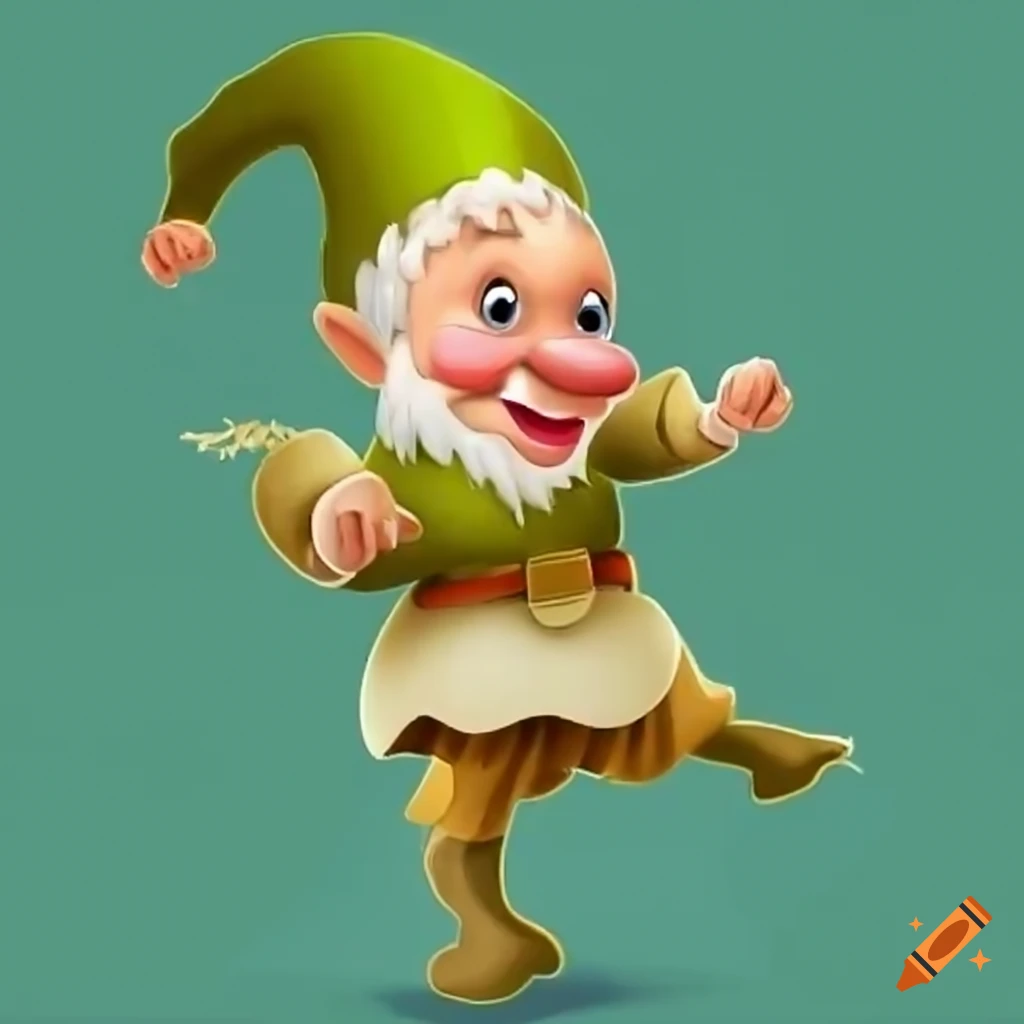 Cartoon of a dancing dwarf on Craiyon