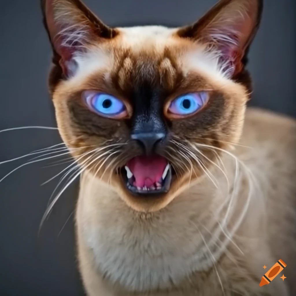 Siamese cat with an angry expression on Craiyon