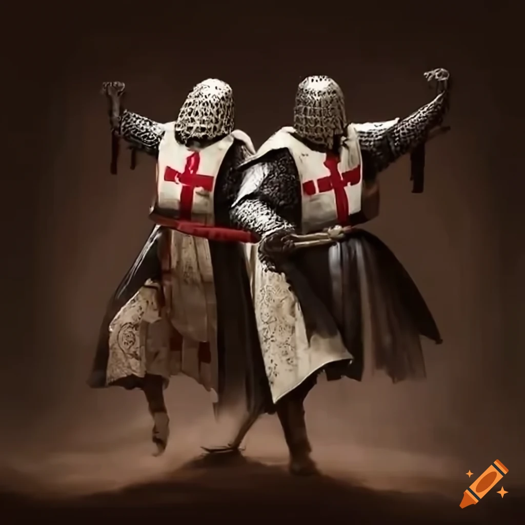 Modern knights dancing together