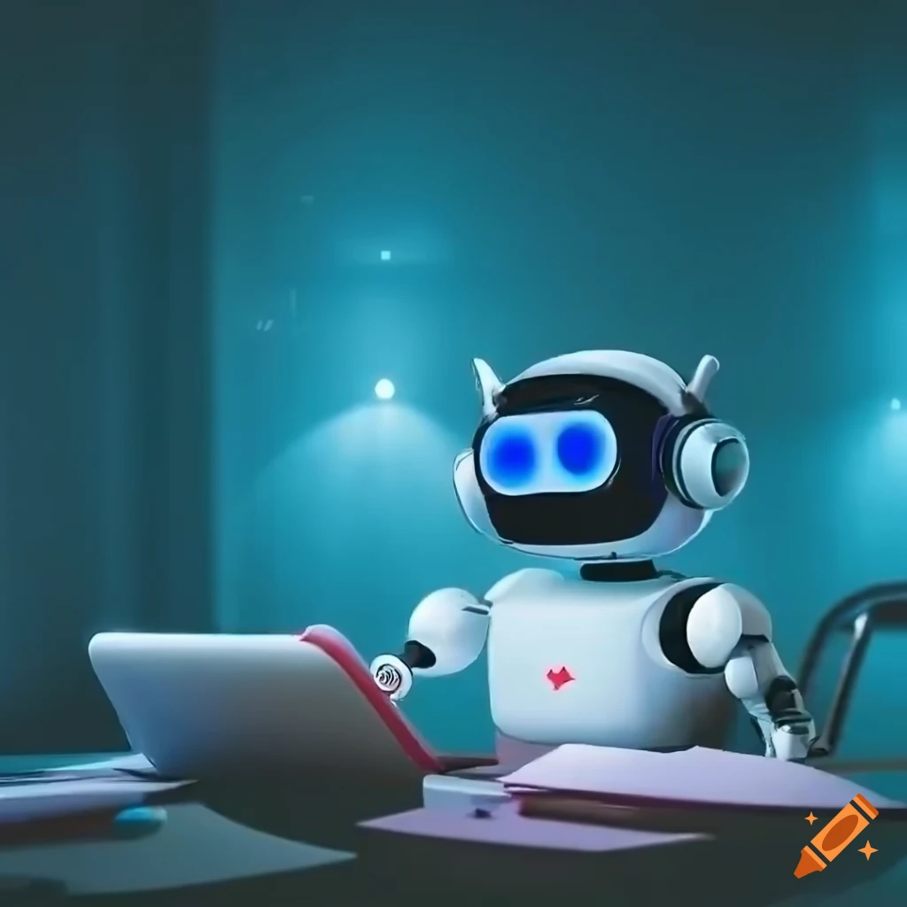 Cozy study session with a cute robot