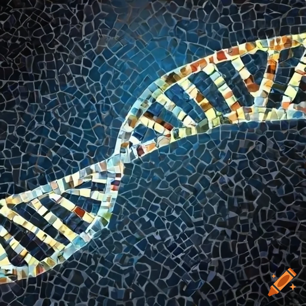 Mosaic painting of dna model on marble background on Craiyon