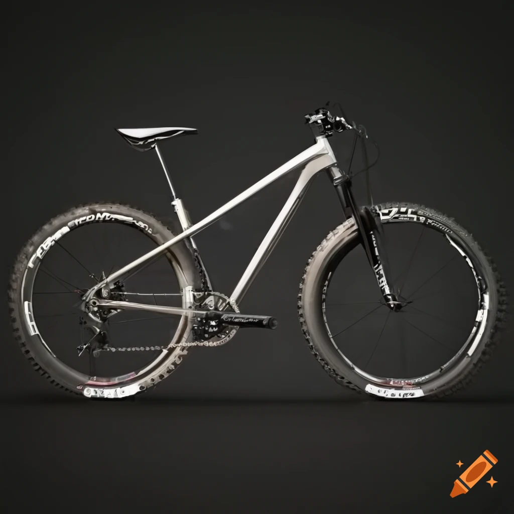 Architectural plan style of a full suspension mountain bike on Craiyon