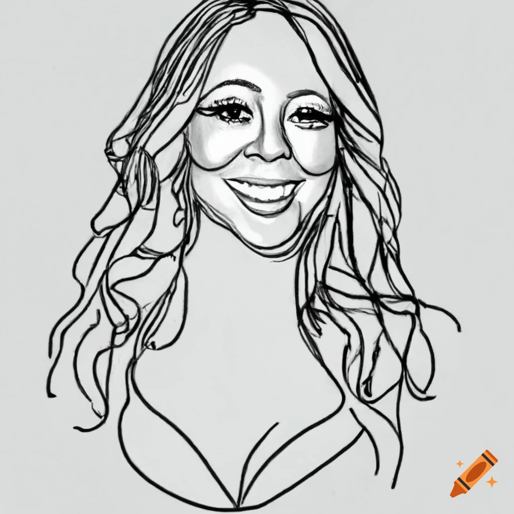 Simple line drawing of mariah carey on Craiyon