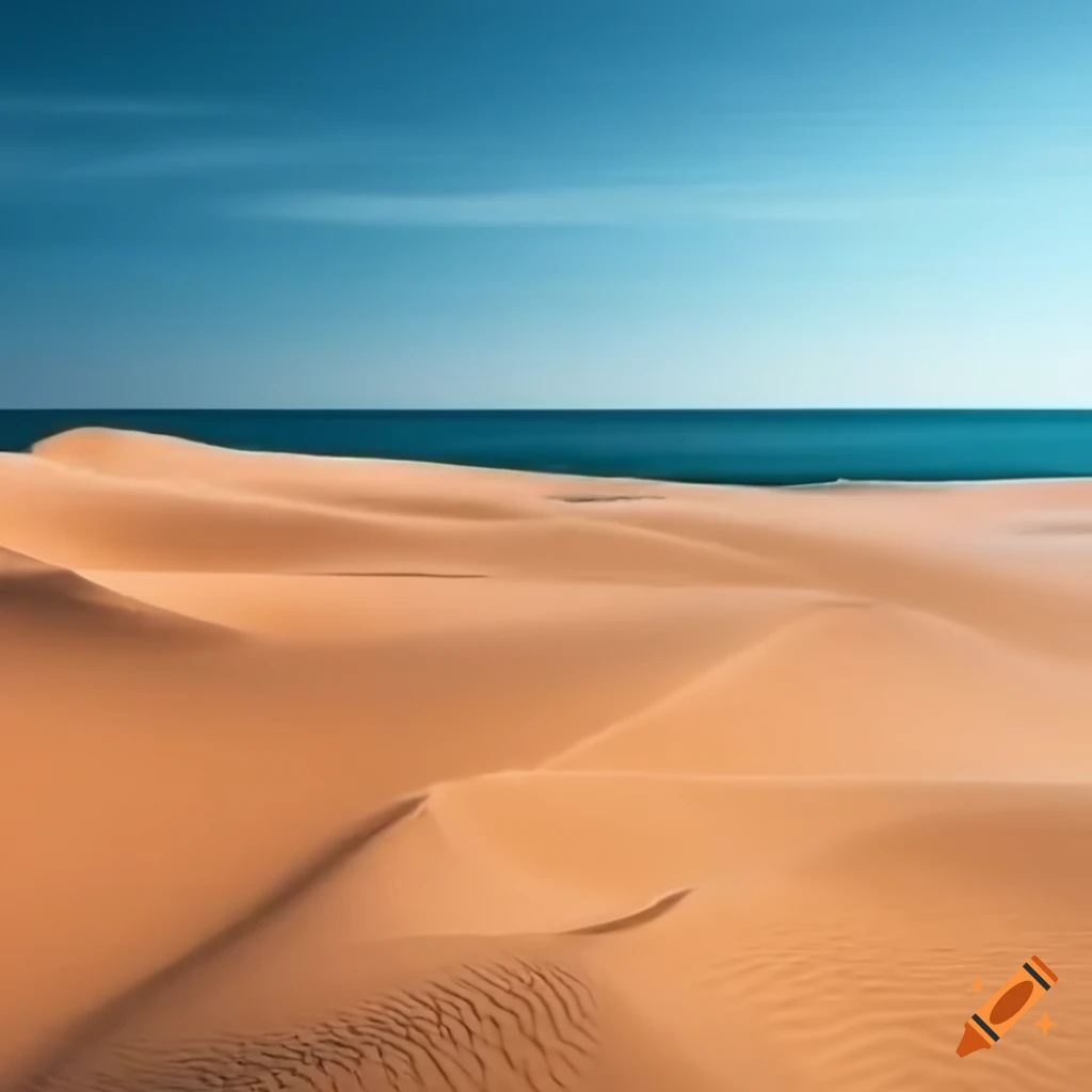 Stunning view of sand dunes by the sea on Craiyon