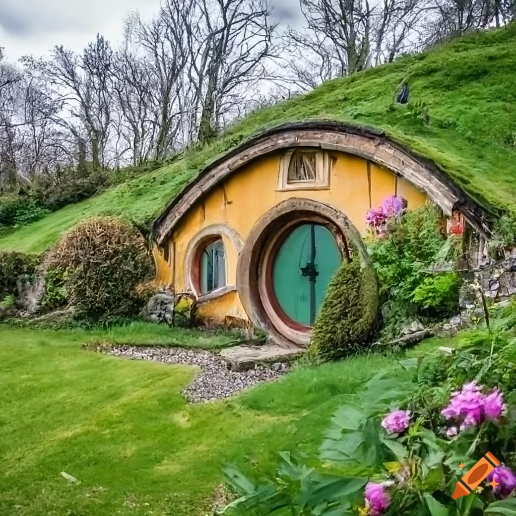 Photo realism of a cozy hobbit house in spring on Craiyon