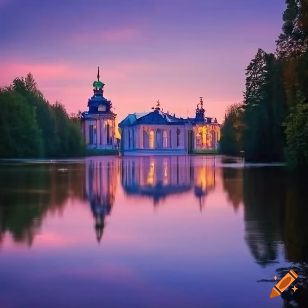 Neoclassical landscape with a river and garden on Craiyon