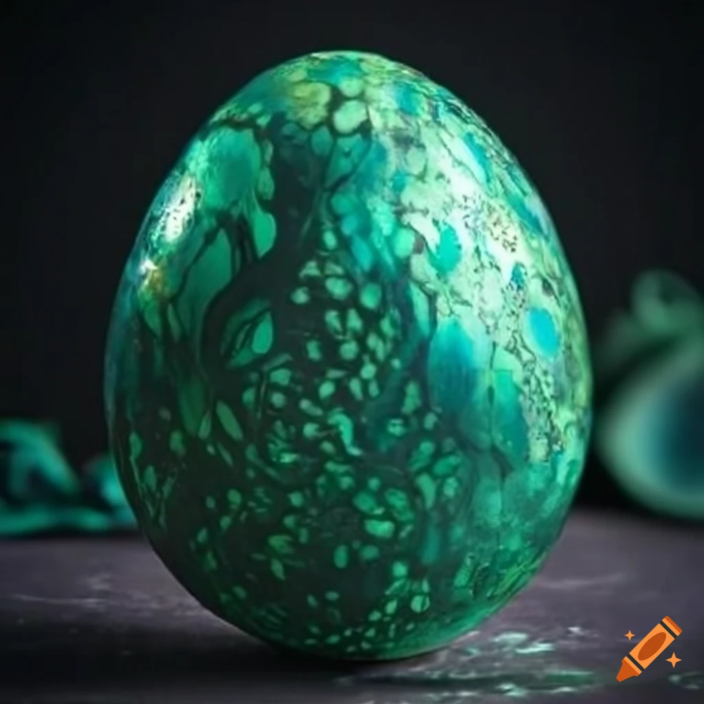 Shimmering emerald green seawing dragon egg on Craiyon