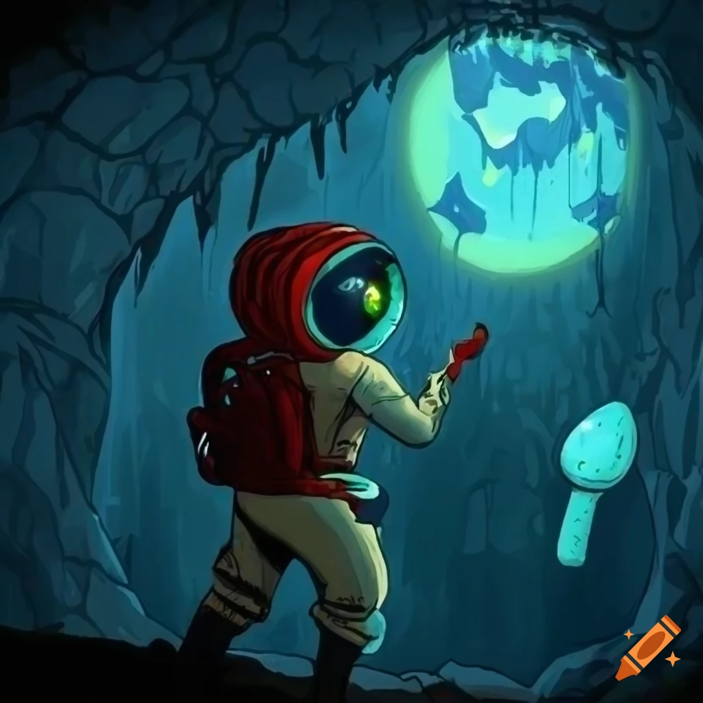 Illustration of anna kendrick as a werewolf astronaut in a cave on Craiyon