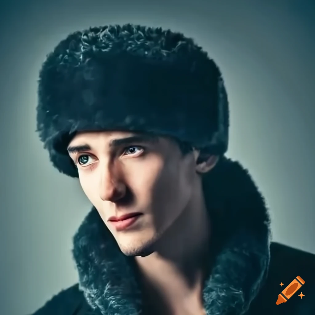 Fashionable man wearing a ushanka hat on Craiyon