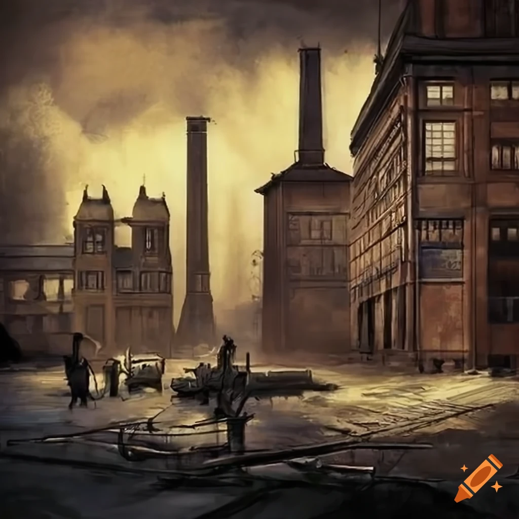 Concept art of early 1900s factory