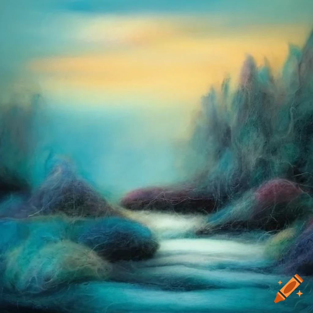 Felted wool impressionistic scenery on Craiyon