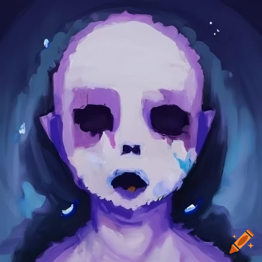 Oily painting of napstablook from undertale on Craiyon
