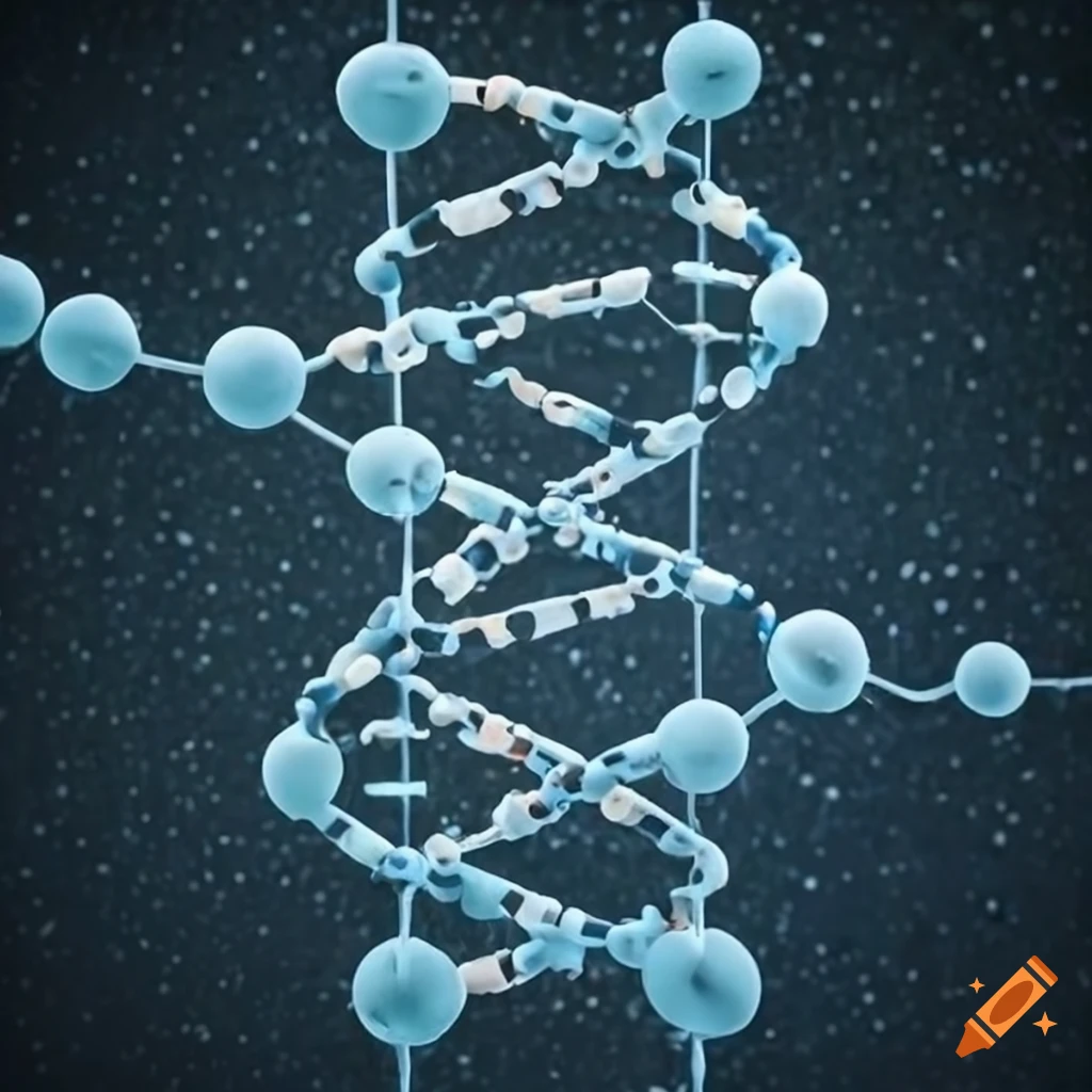 Mosaic artwork of dna and molecules on Craiyon