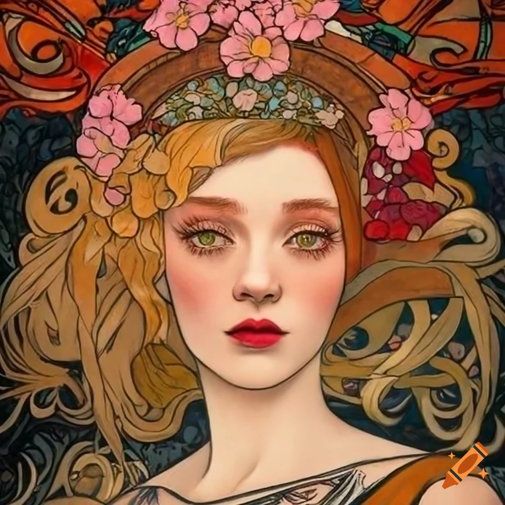 Detailed Portrait With Hair Like Blossoms On Craiyon