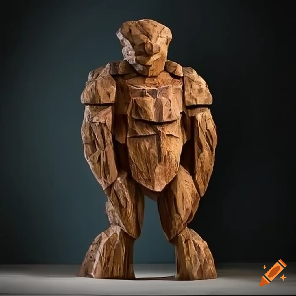 Wooden statue of a man on Craiyon