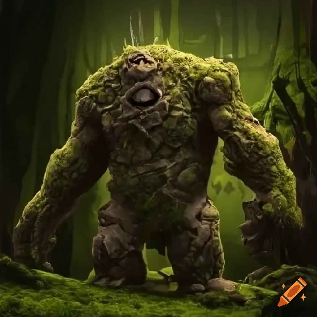 Image of a moss-covered rock golem