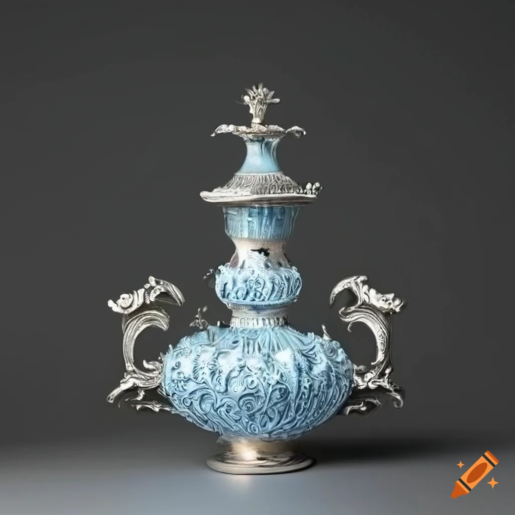 Silver vase with intricate design