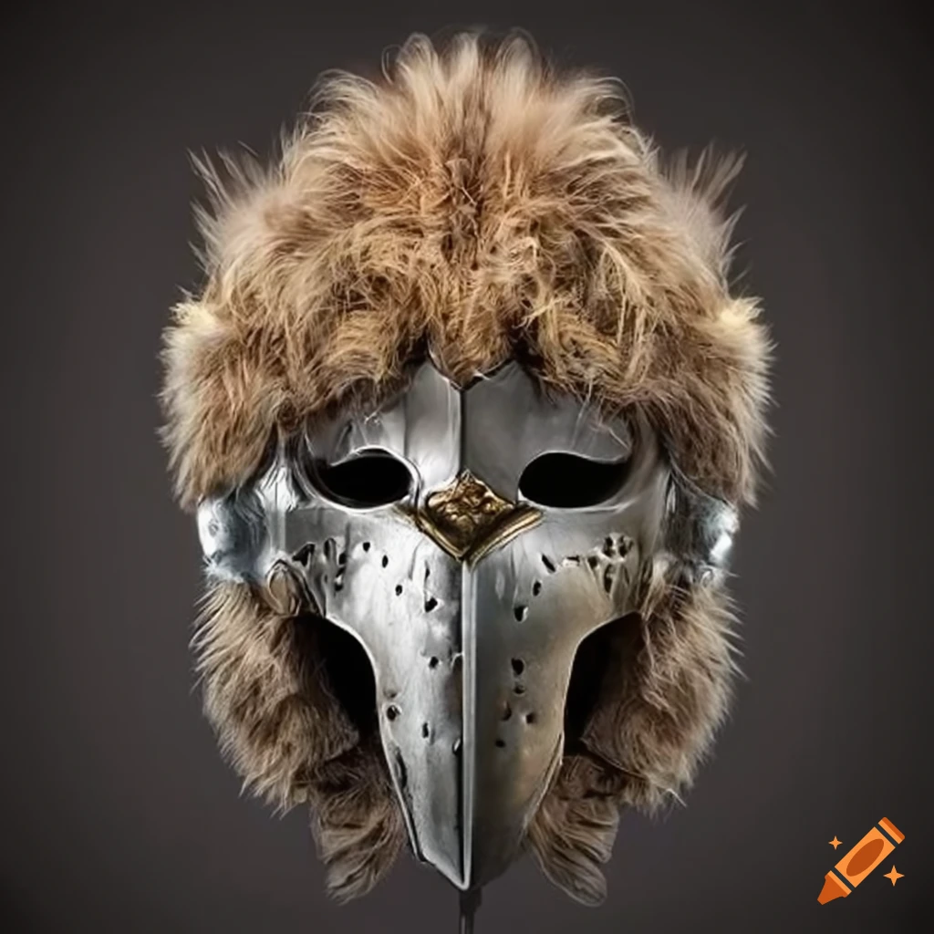 Knight helmet with a lion mask on Craiyon