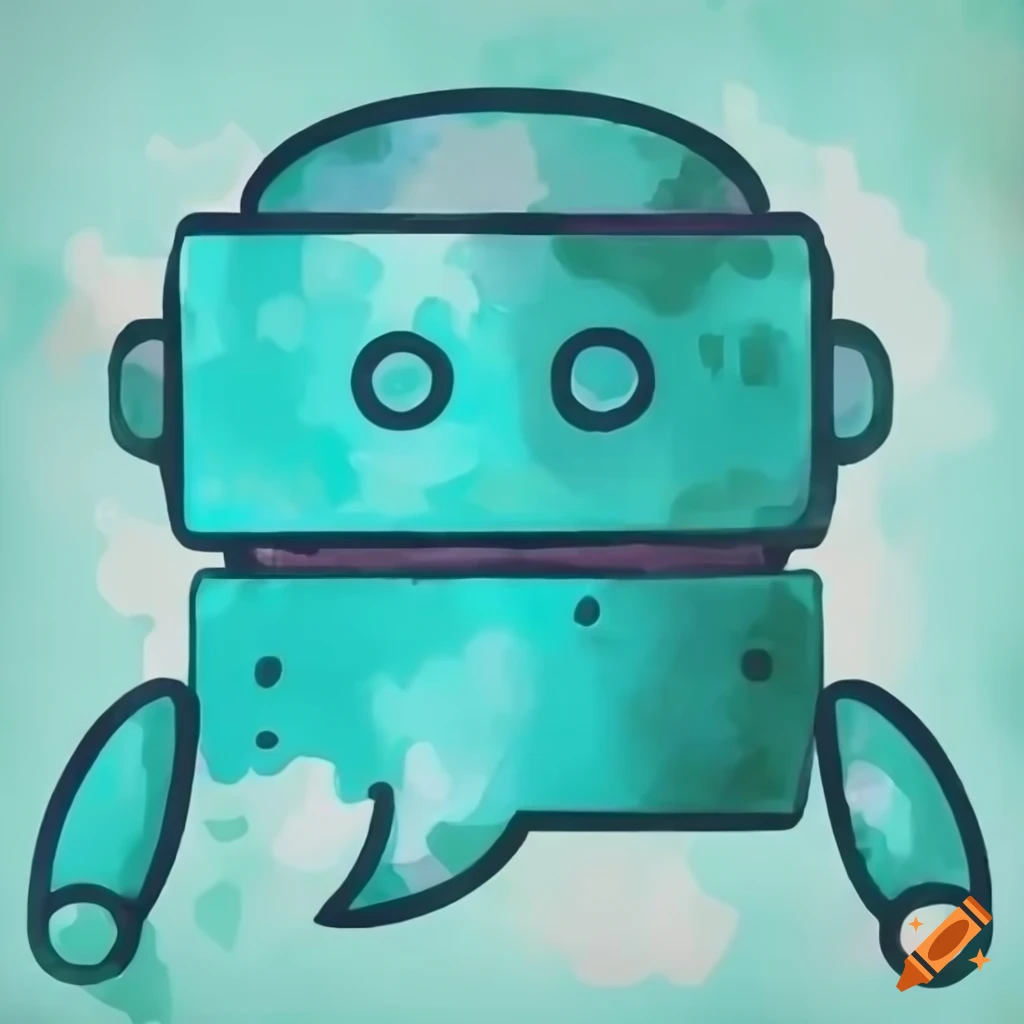 Icon of a turquoise bot with a speech bubble on Craiyon